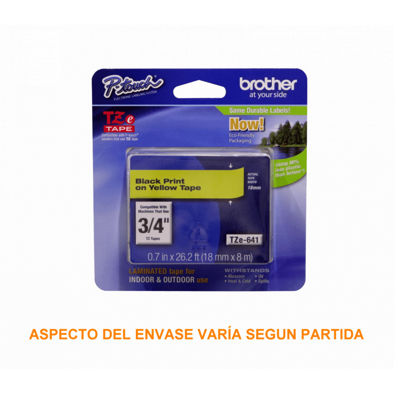 TZE-641 Cinta laminada, 18 mm/8 m, Amarillo/Negro