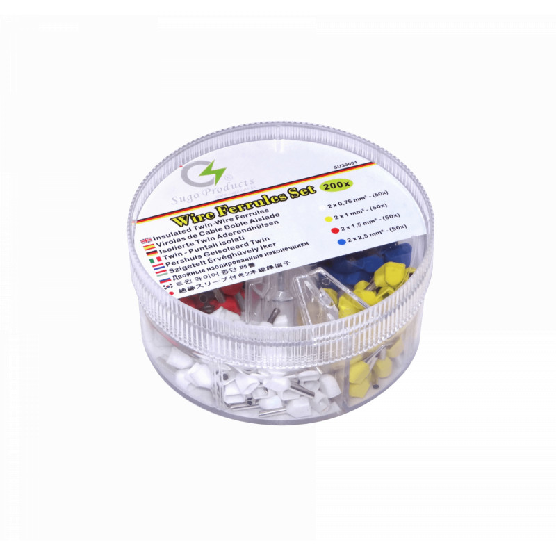 FERRULES -SUGO Doble Macho Aislado 200x ,75/1,0/1,5/2,5mm2
