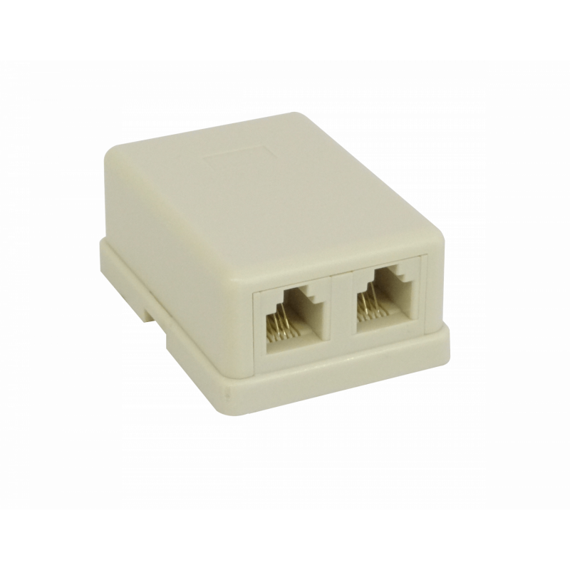 RST-1124 Roseta 2-RJ11 6P4C Doble Ivory Beige Sobrepuesta