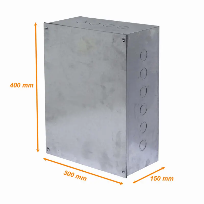 FPCWM-7 Caja 400x300x150mm c/Tapa-405x305mm Zincada Metalica