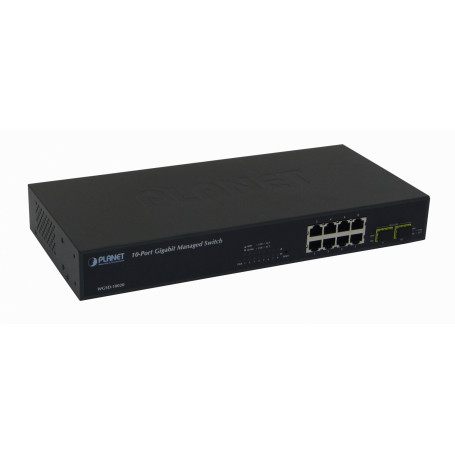 WGSD-10020 PLANET 8-1000 2-SFP RS232-DB9 Switch Admin Rack Desktop