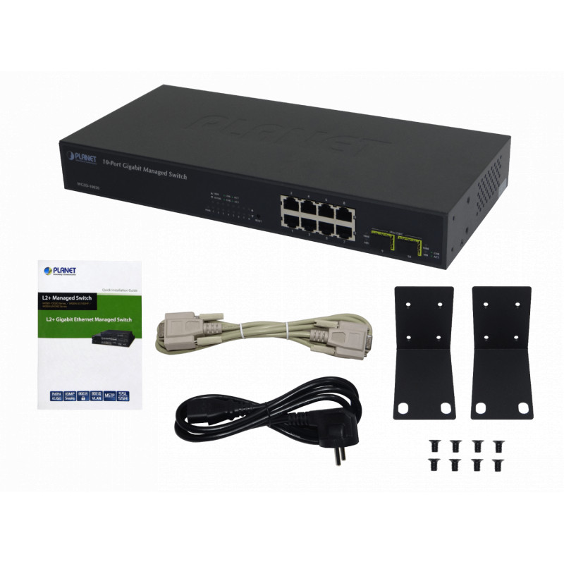 WGSD-10020 PLANET 8-1000 2-SFP RS232-DB9 Switch Admin Rack Desktop