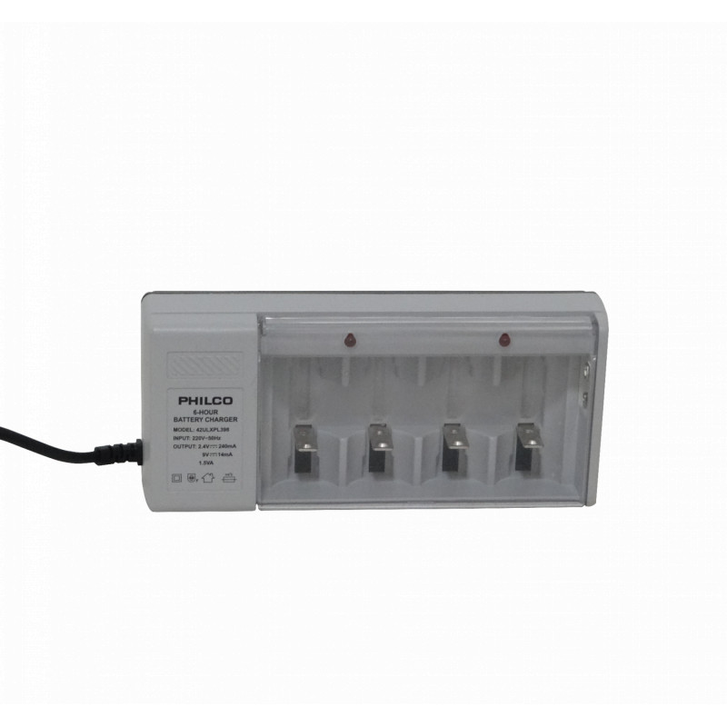 CARGADOR-4A PHILCO Cargador 4-Pilas-AAA/AA/C/D o 2-Pilas-9V