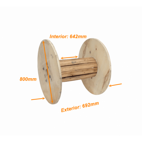 CARE-3 Diametro-80cm Ancho-70cm Carrete Vacio Madera p/Cable de Fibra ...
