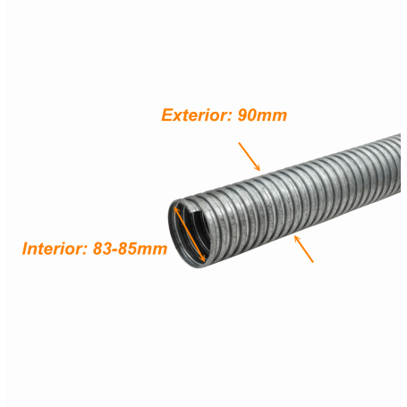 FLEXE90 Solo-Metal 90mm Rollo-15mts Conduit Flexible Diametros ext/int ...