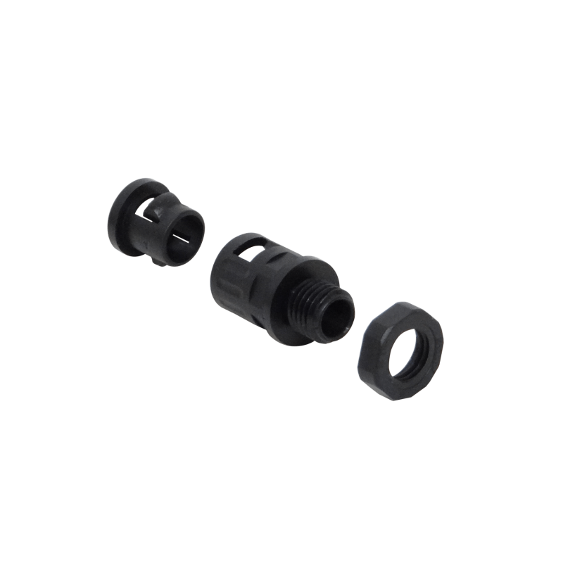 FLEP10-SA 10mm Salida Caja Prensa Estopa p/Conduit Flexible Plastico Negro