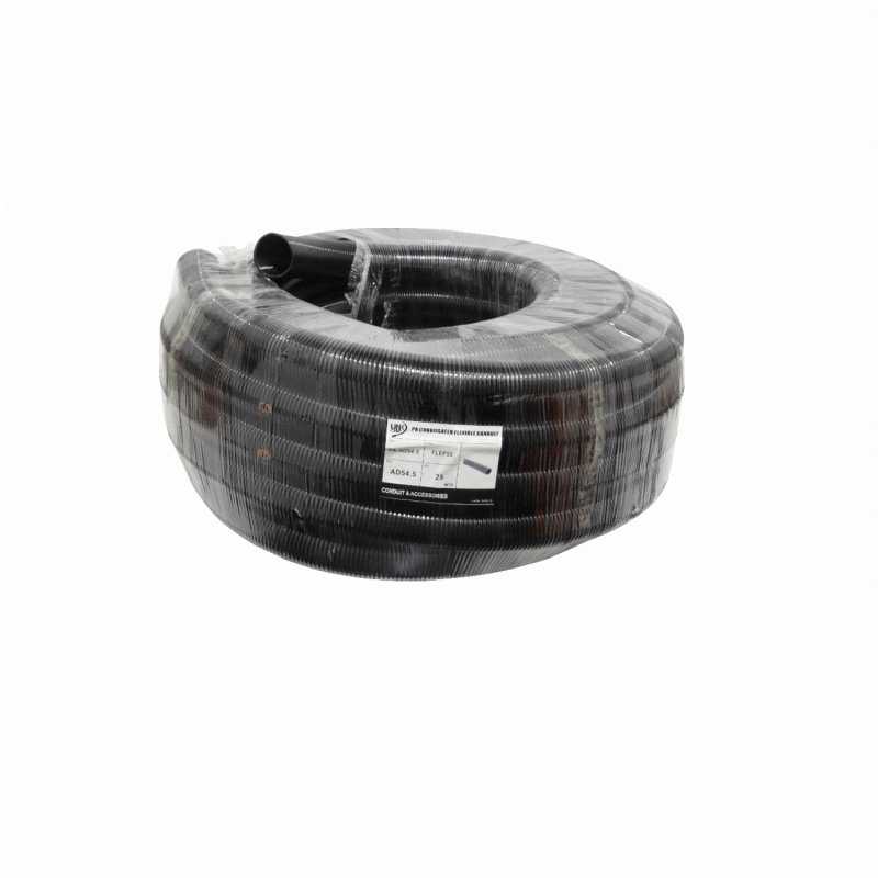 FLEP55 55mm Rollo-25mts Conduit Flexible Plastico Corrugado Negro PA