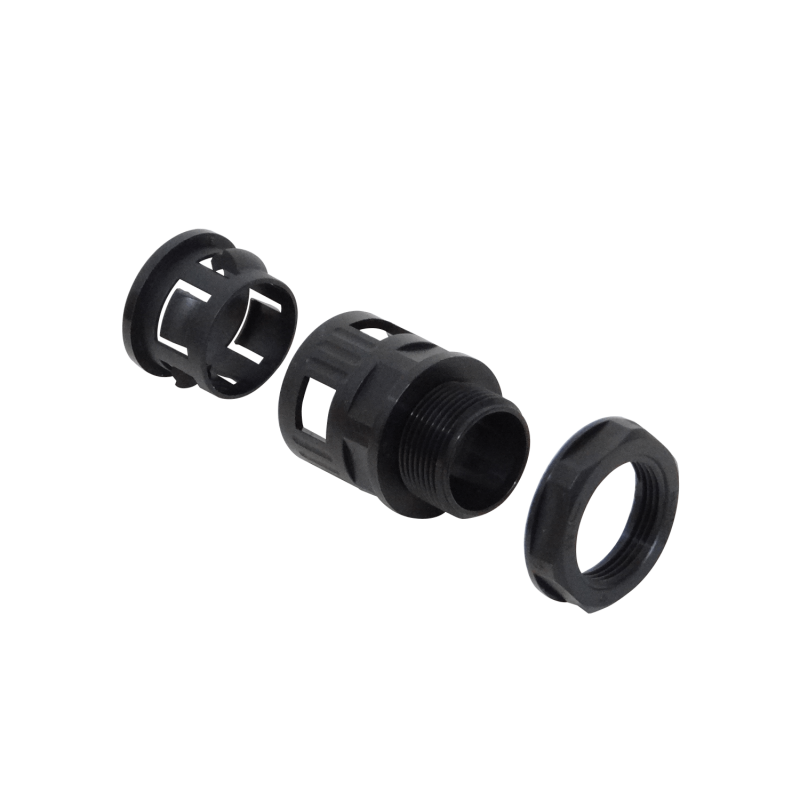 FLEP25-SA 25mm Salida Caja Prensa Estopa p/Conduit Flexible Plastico Negro