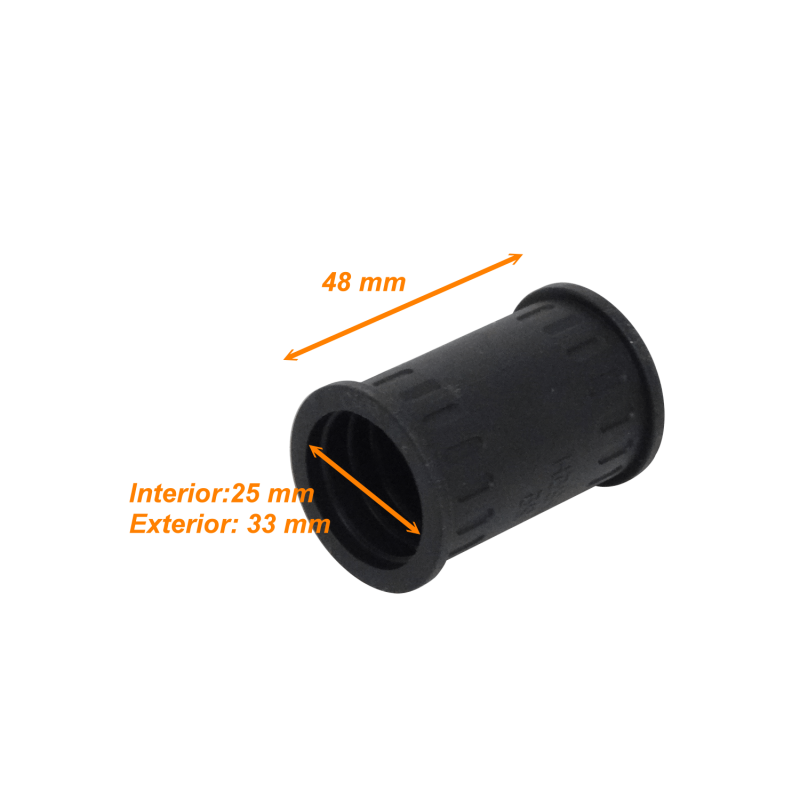 FLEP25-U 25mm Union Copla para Conduit Flexible Plastico Negro Corrugado
