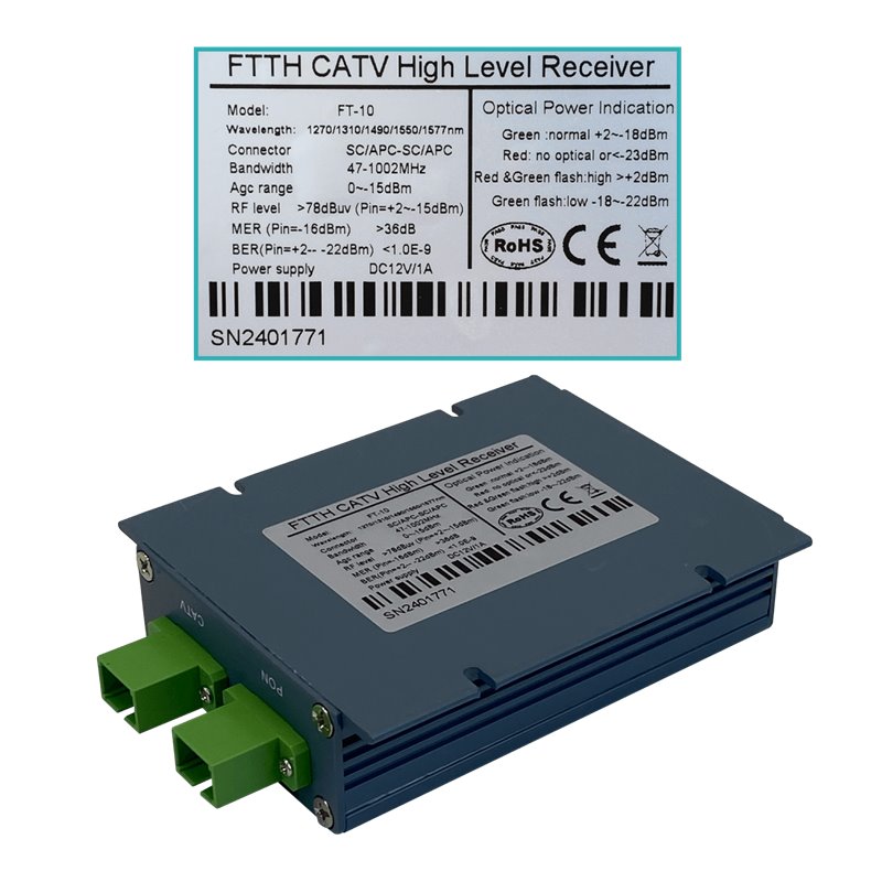 FT-10 2-SC/APC F-Hembra Activo 1270-1577nm 47-1002MHz