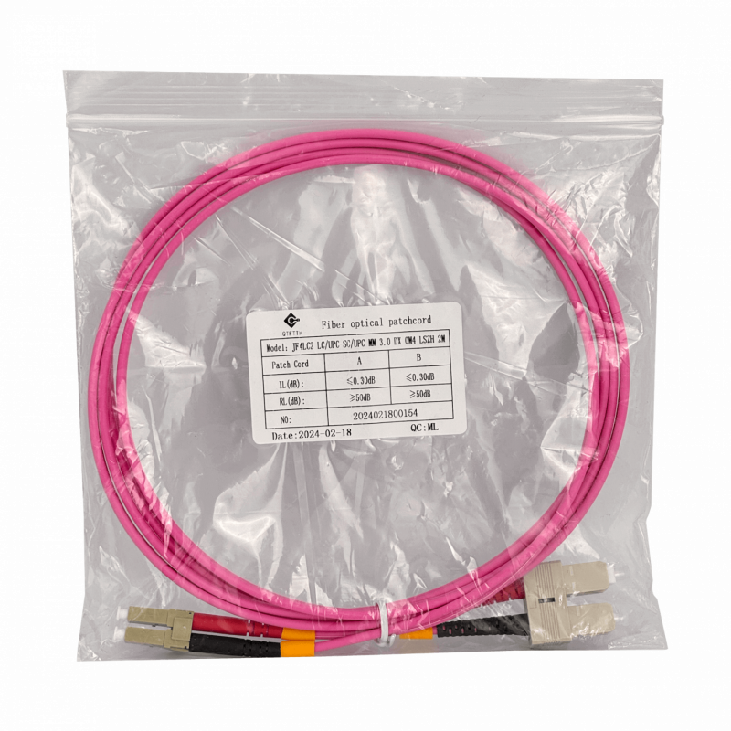 JF4LC2 LSZH 2mt LC-SC OM4 MultiModo MM Duplex Jumper Fibra 50/125um 3,0mm