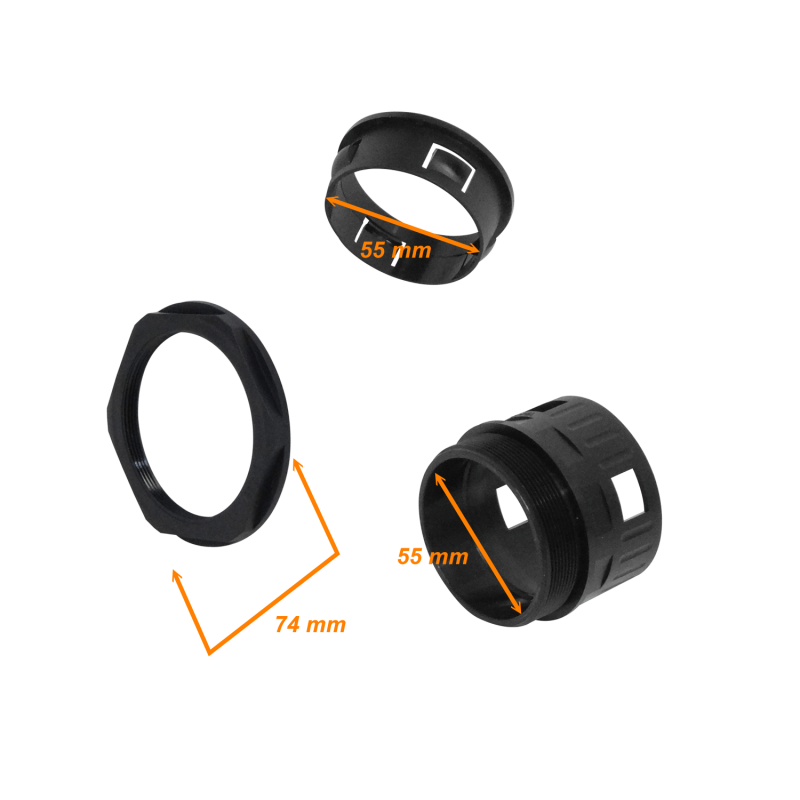 FLEP55-SA 55mm Salida Caja Prensa Estopa p/Conduit Flexible Plastico Negro