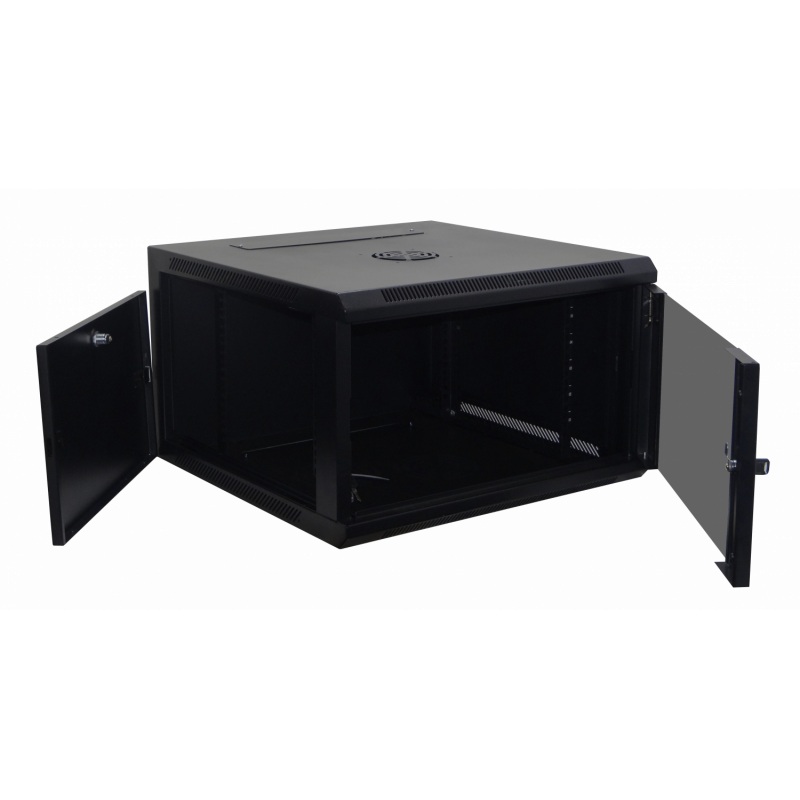 RK06-6L 60CM-FONDO 6U GABINETE RACK PARED NEGRO